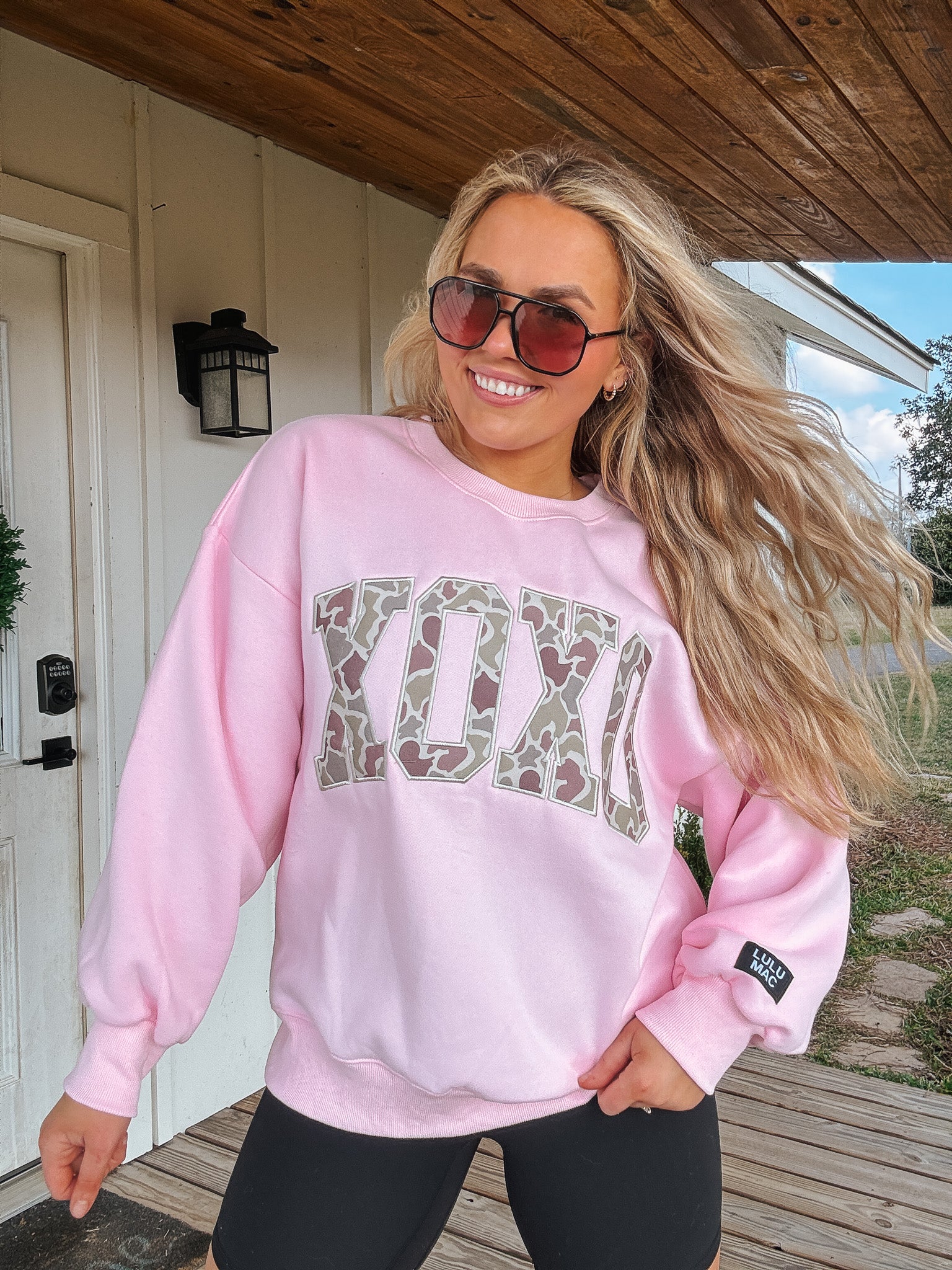 Lulu Mac XOXO Camo Sweatshirt in Pink – Boot Country