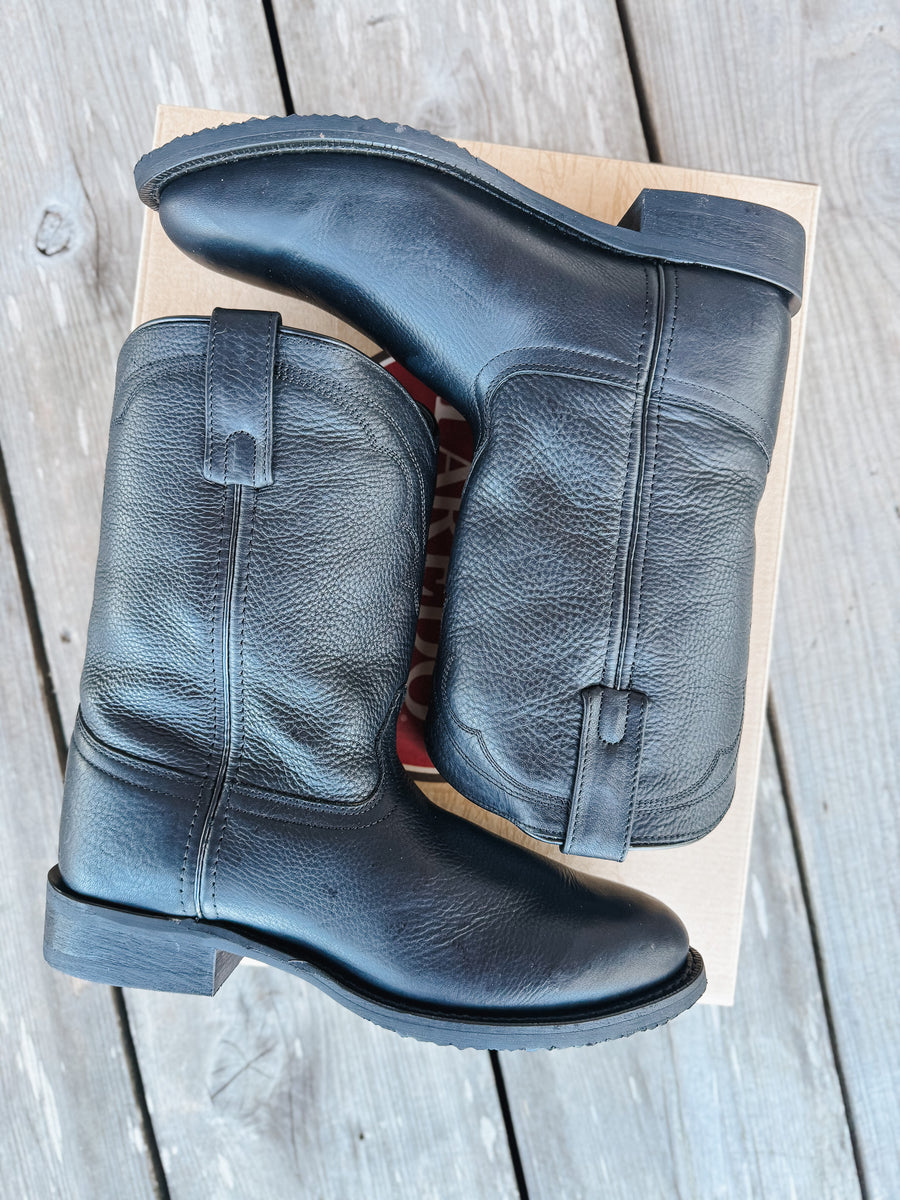Men's Laredo Vaughn Black Leather Roper Boots – Boot Country
