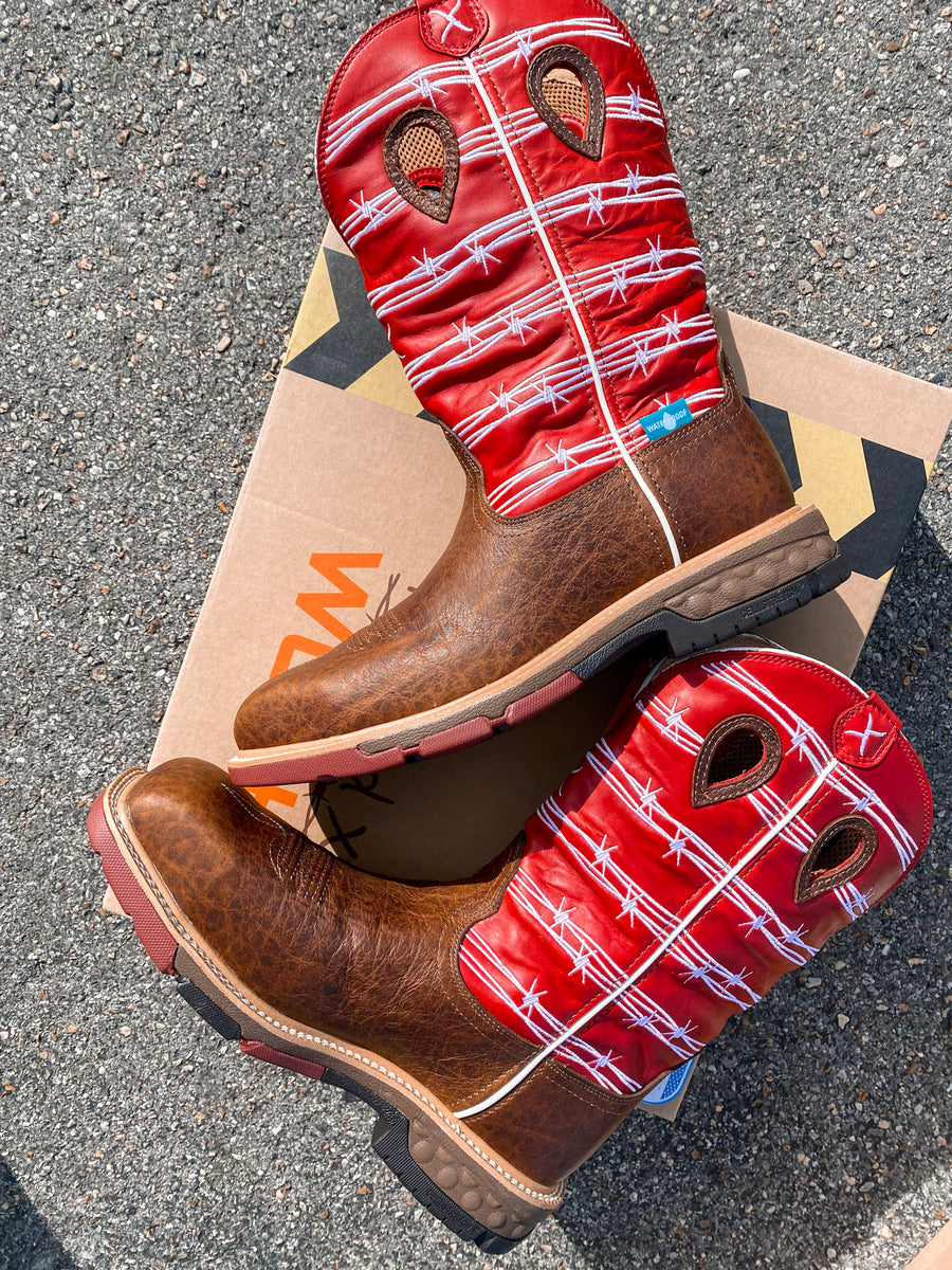 TWISTED X WATERPROOF NANO TOE WESTERN BOOT IN RED BARB WIRE – Boot Country