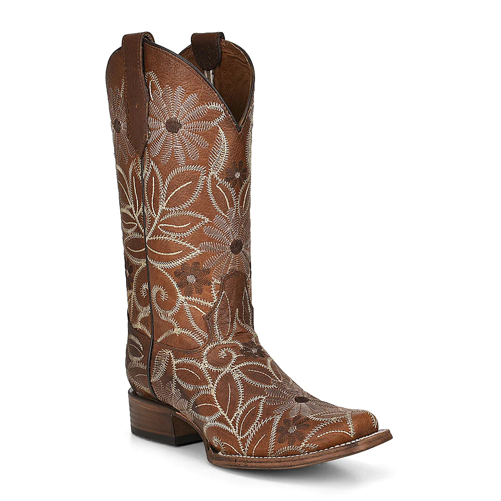 Women's Circle G by Corral Saddle Floral Embroidered Tan Square Toe Bo ...